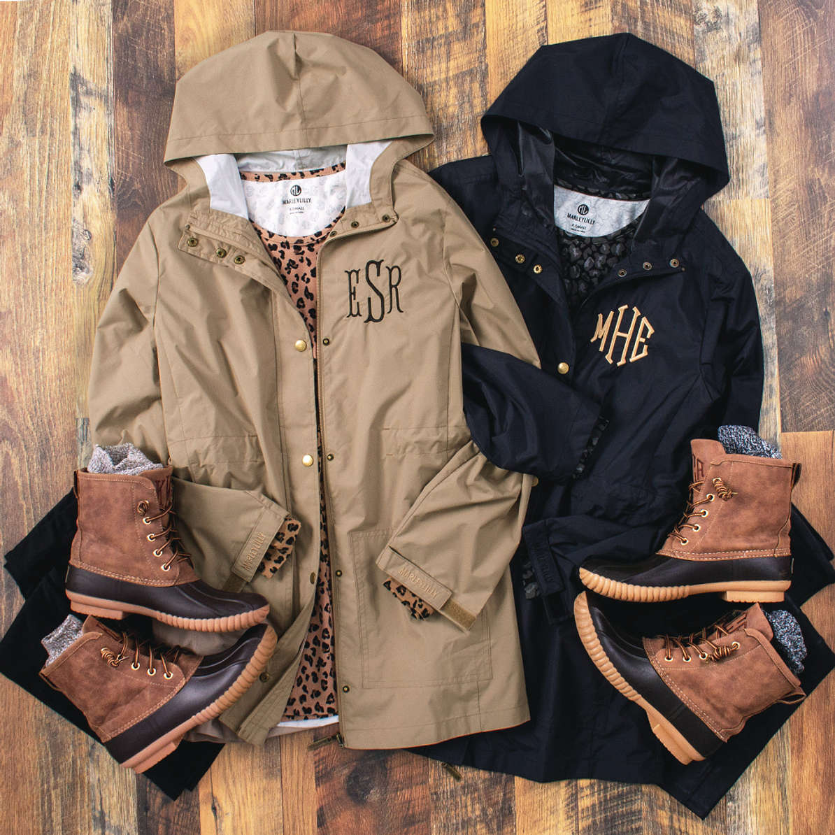 Monogrammed Rain Jacket with Hood Women’s – Marleylilly