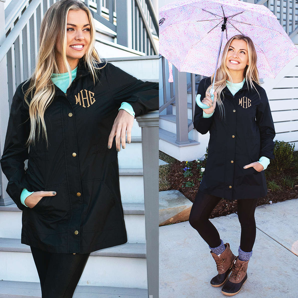 Monogrammed Raincoat with Hood Women’s – Marleylilly