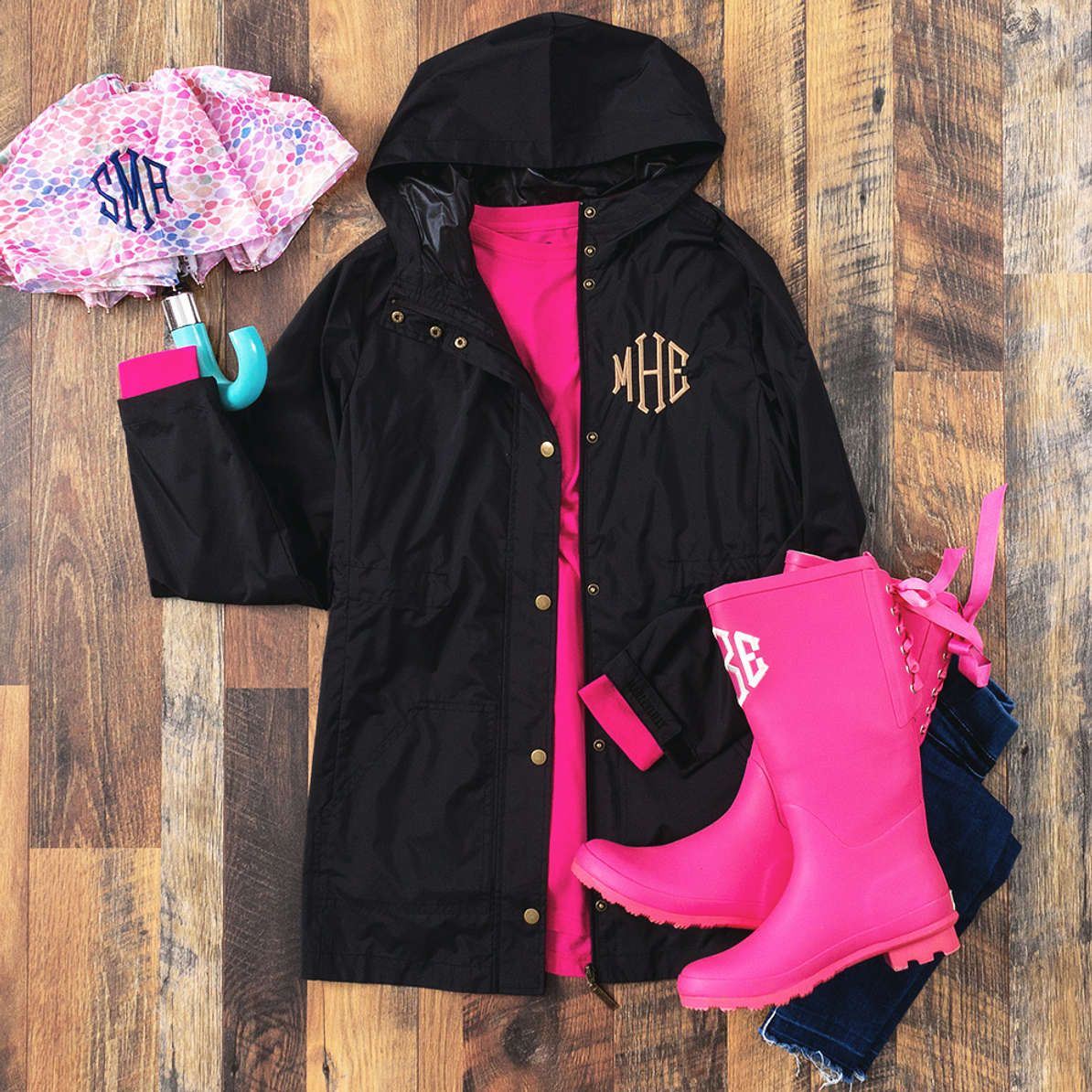Monogrammed Raincoat with Hood Women’s – Marleylilly