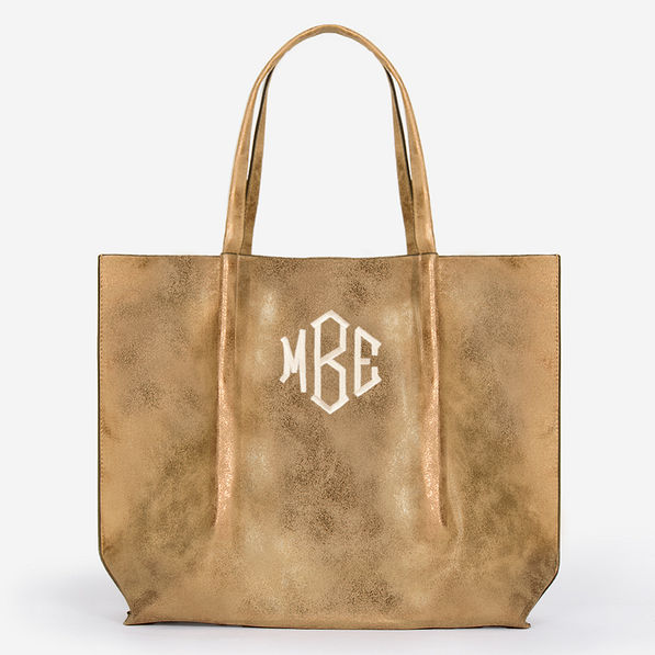 Personalized Distressed Metallic Tote