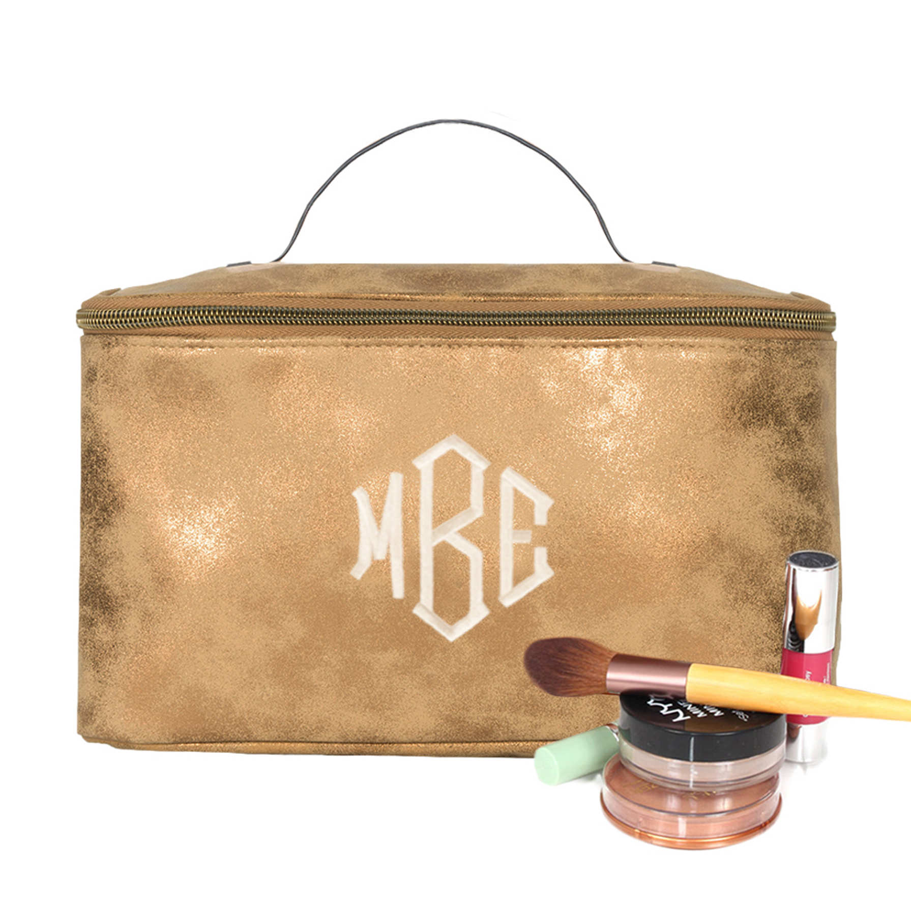 Personalized Distressed Metallic Train Case
