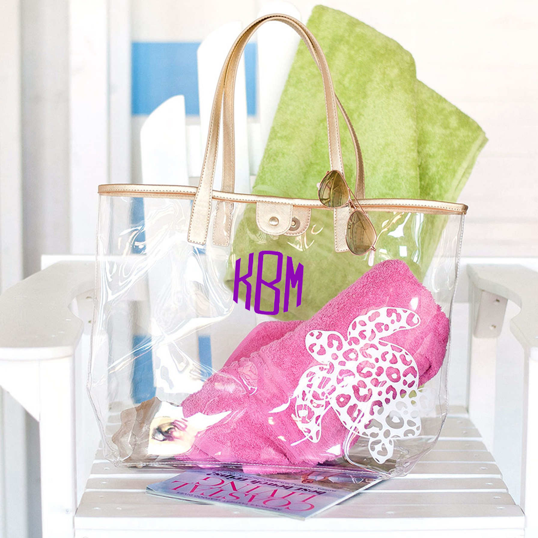 Personalized Clear Beach Bag - Marleylilly