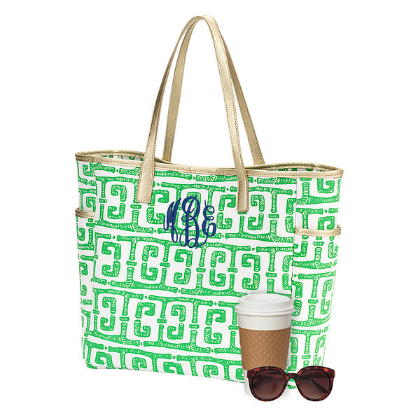 Monogrammed Greek Key Tote Bag - Marleylilly