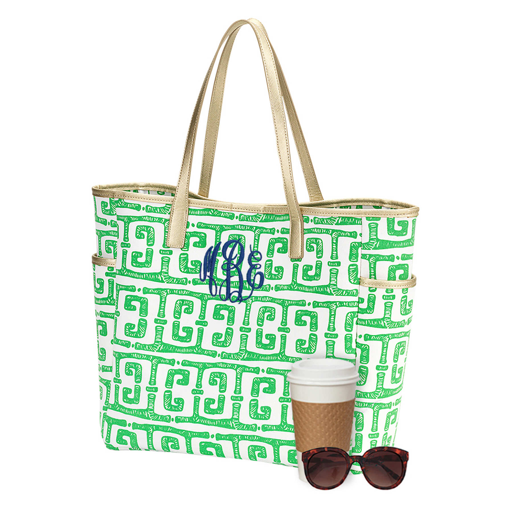 Monogrammed Greek Key Tote Bag - Marleylilly