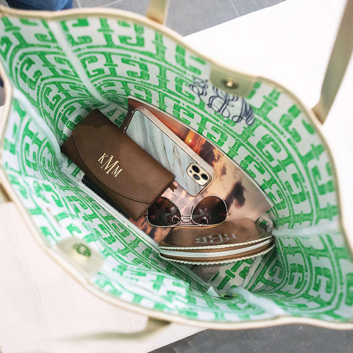 Monogrammed Greek Key Tote Bag - Marleylilly