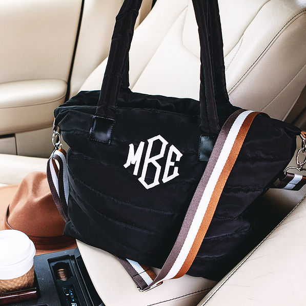 Monogrammed Quilted Crossbody Tote