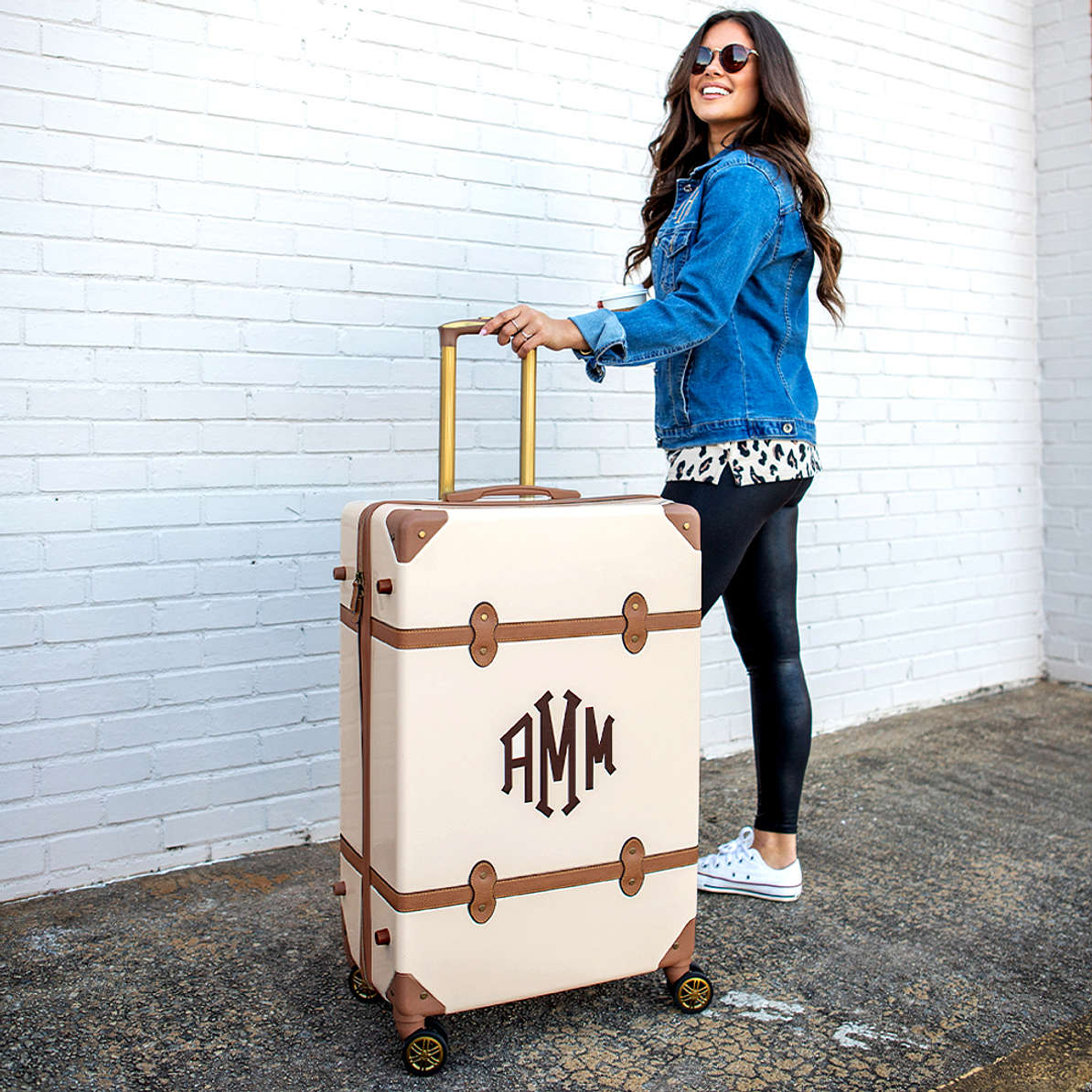 Personalized Vintage Hard Shell Suitcase -- Marleylilly