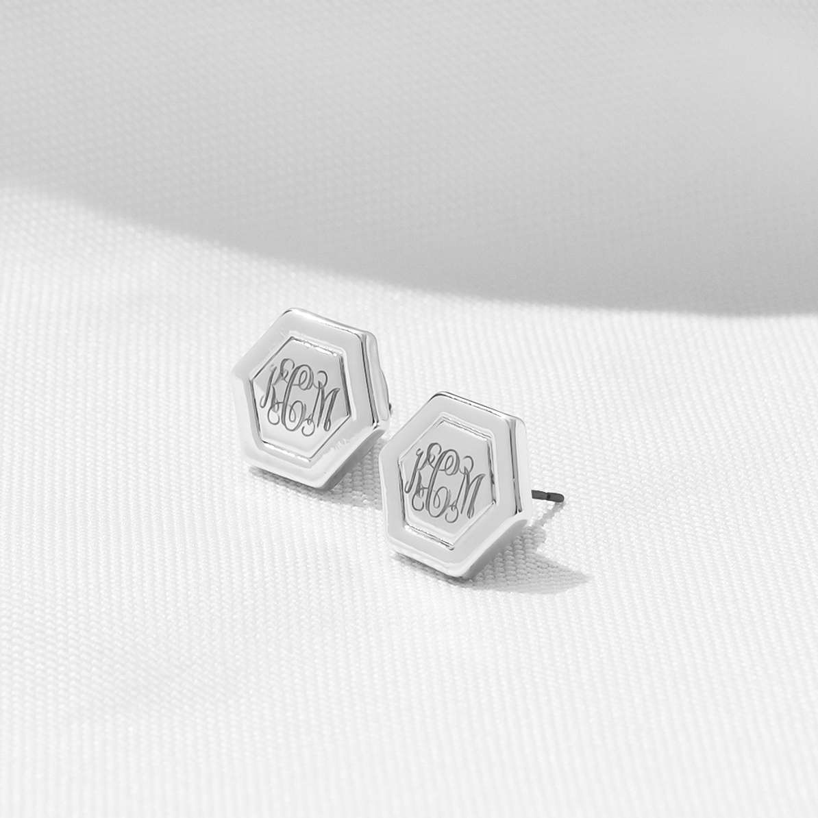 Engraved Hexagon Earring—Marleylilly