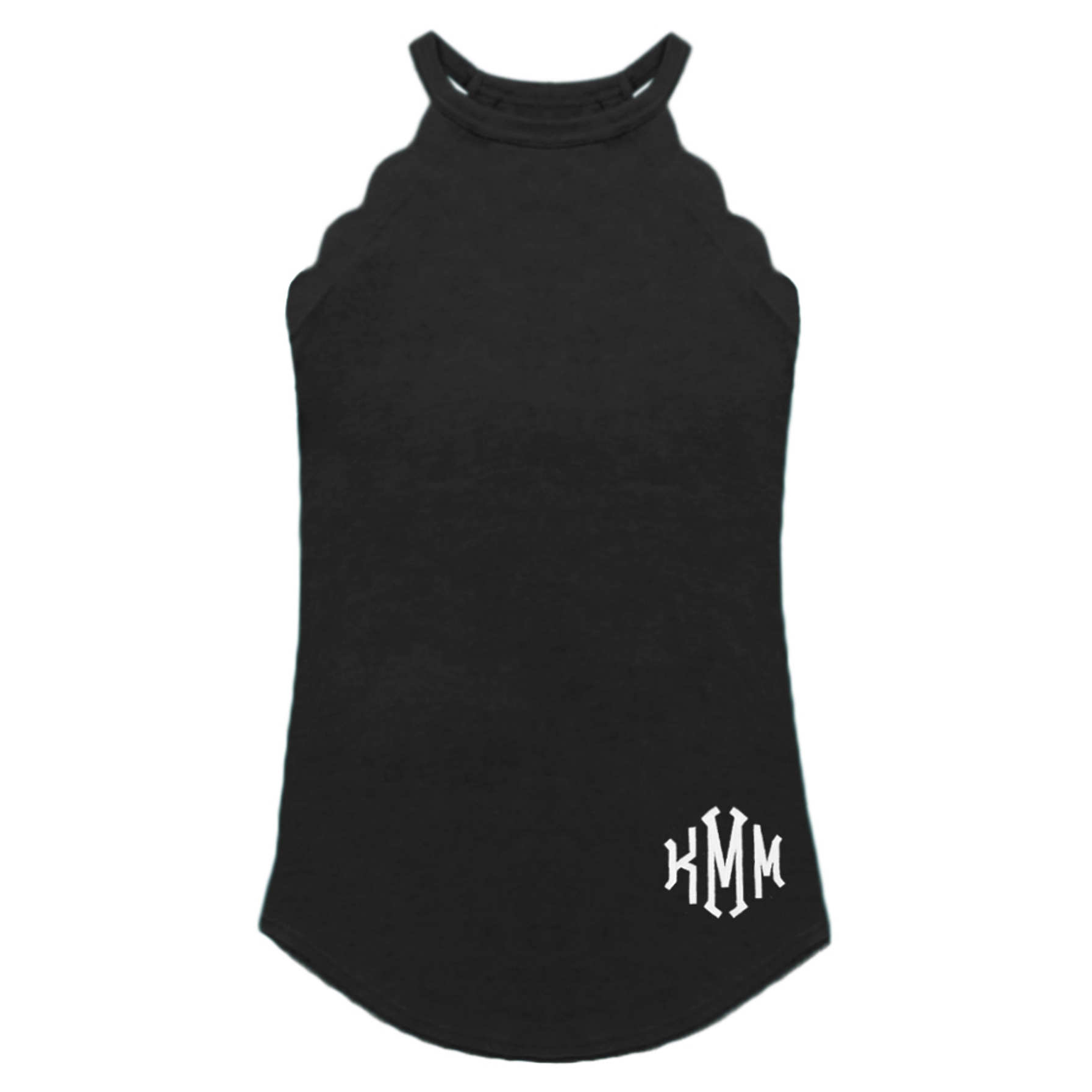 Monogrammed Scallop High-Neck Tank Top - Marleylilly