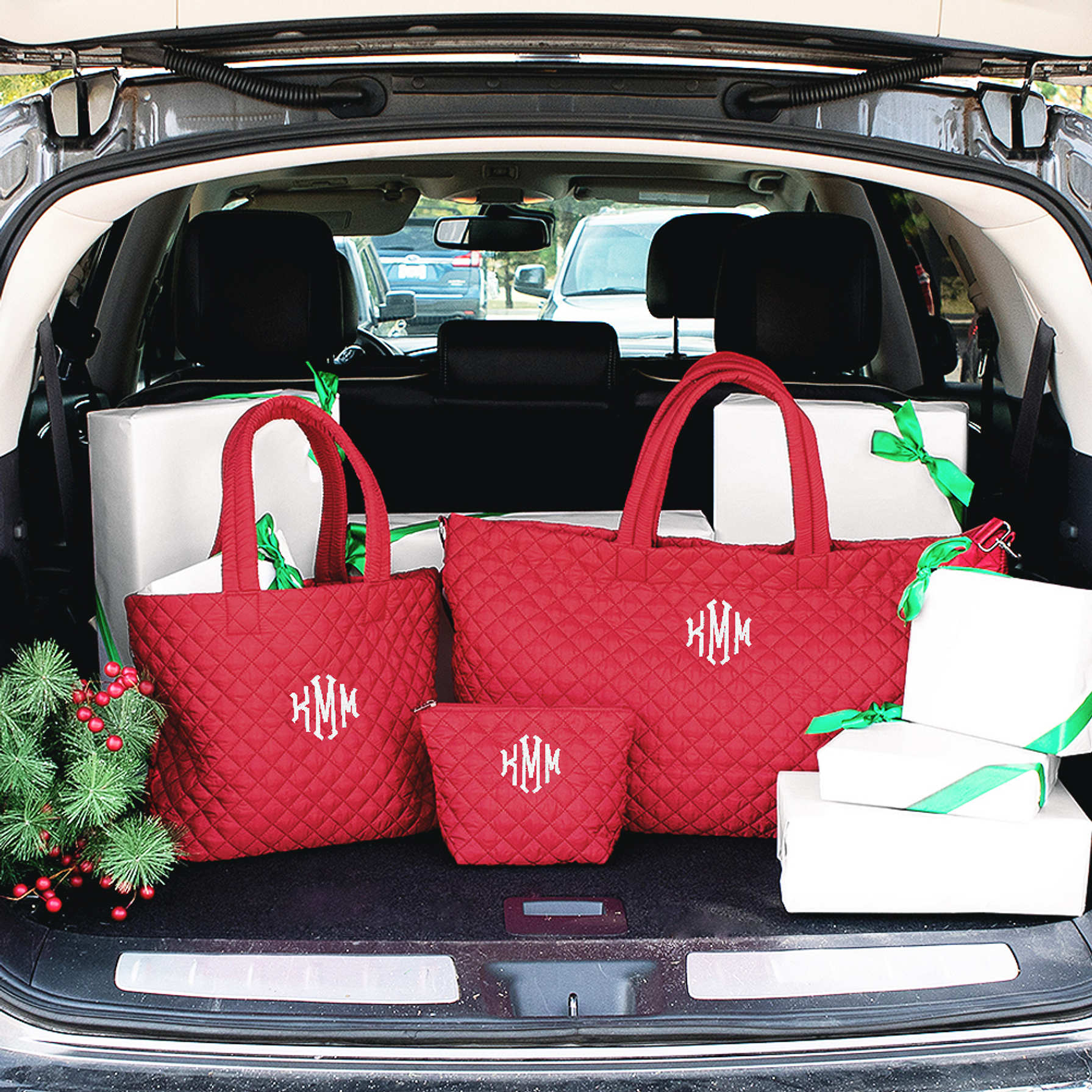 Monogrammed Diamond patterned Quilted Weekender