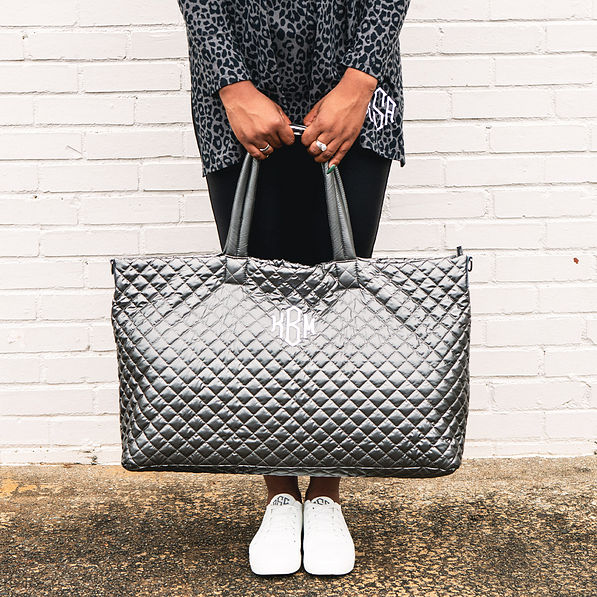 Monogrammed Diamond patterned Quilted Weekender
