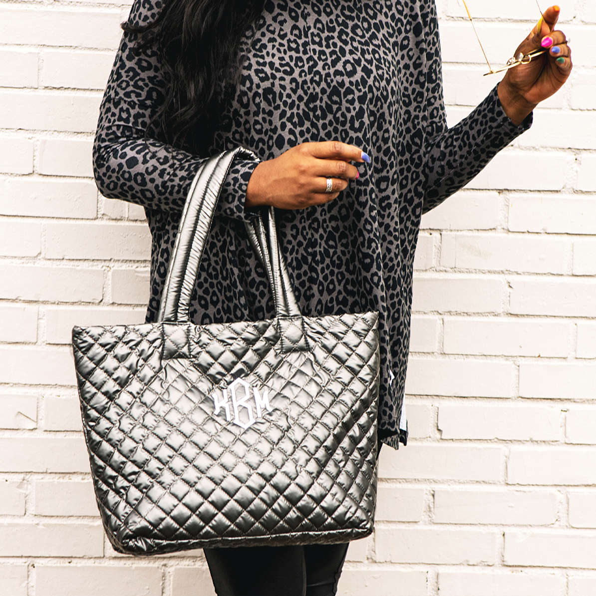 Monogrammed Diamond Quilted Tote