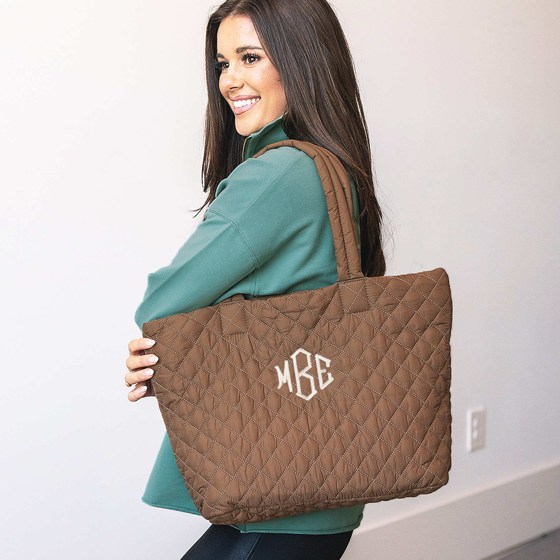 Monogrammed Diamond Quilted Tote