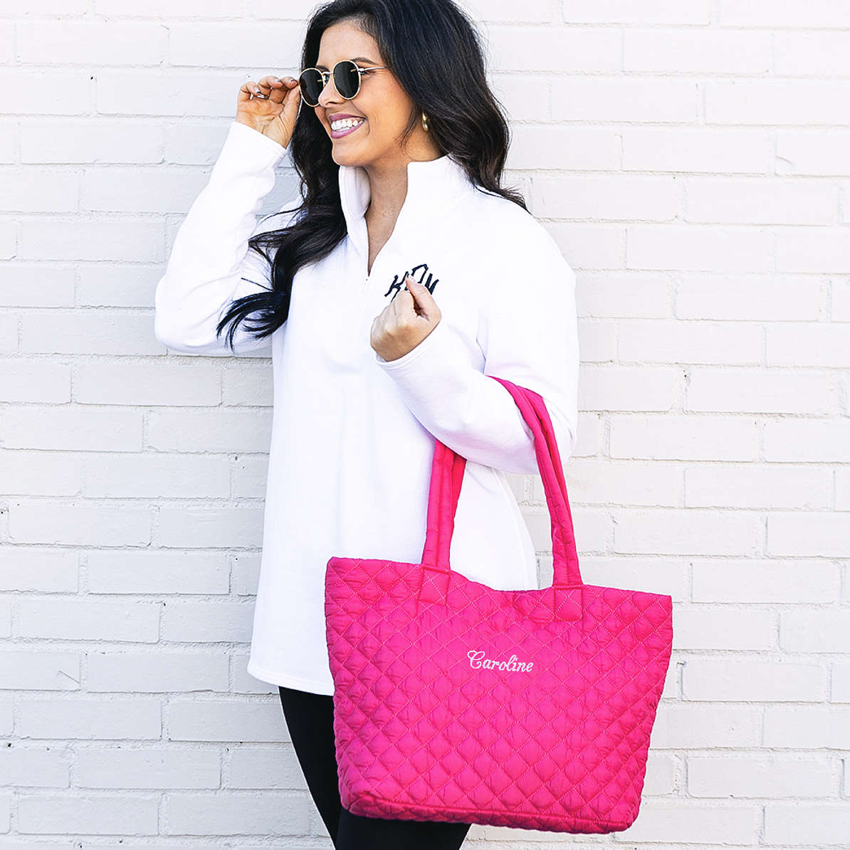 Monogrammed Diamond Quilted Tote