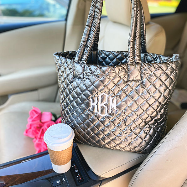 Monogrammed Diamond Quilted Tote