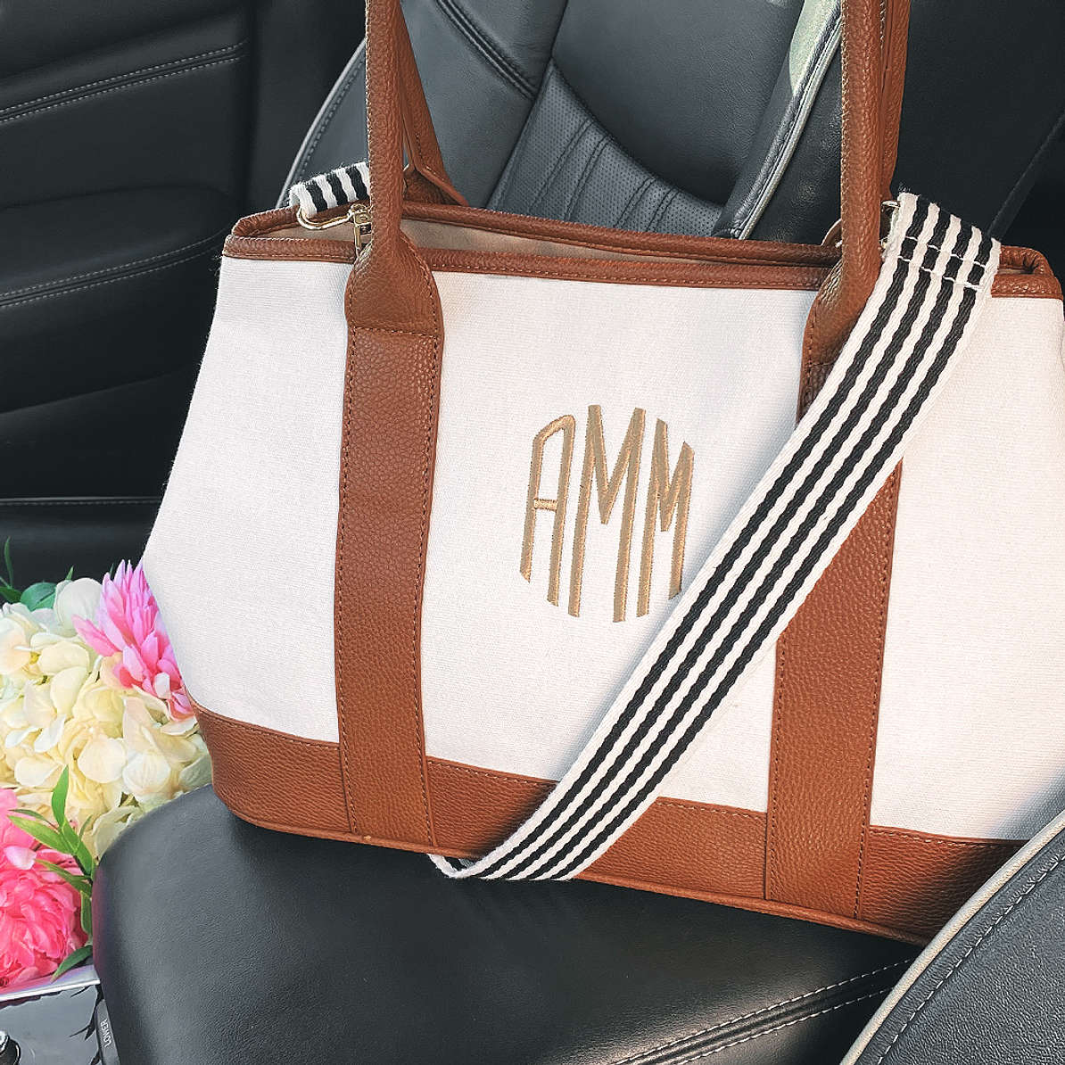 Monogrammed Expandable Purse with Crossbody Strap