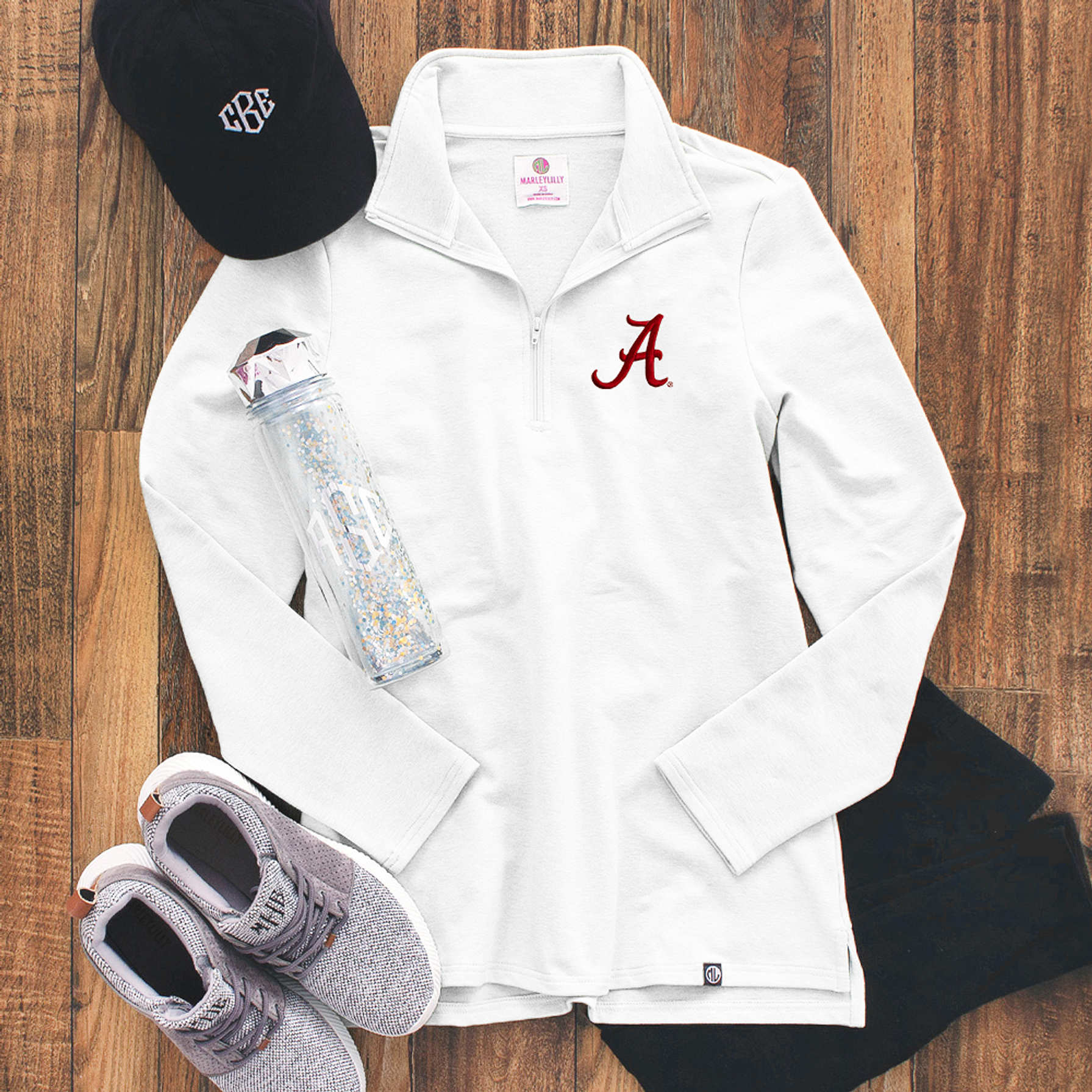 White Alabama Crimson Tide Logo Sweatshirt with Quarter Zip