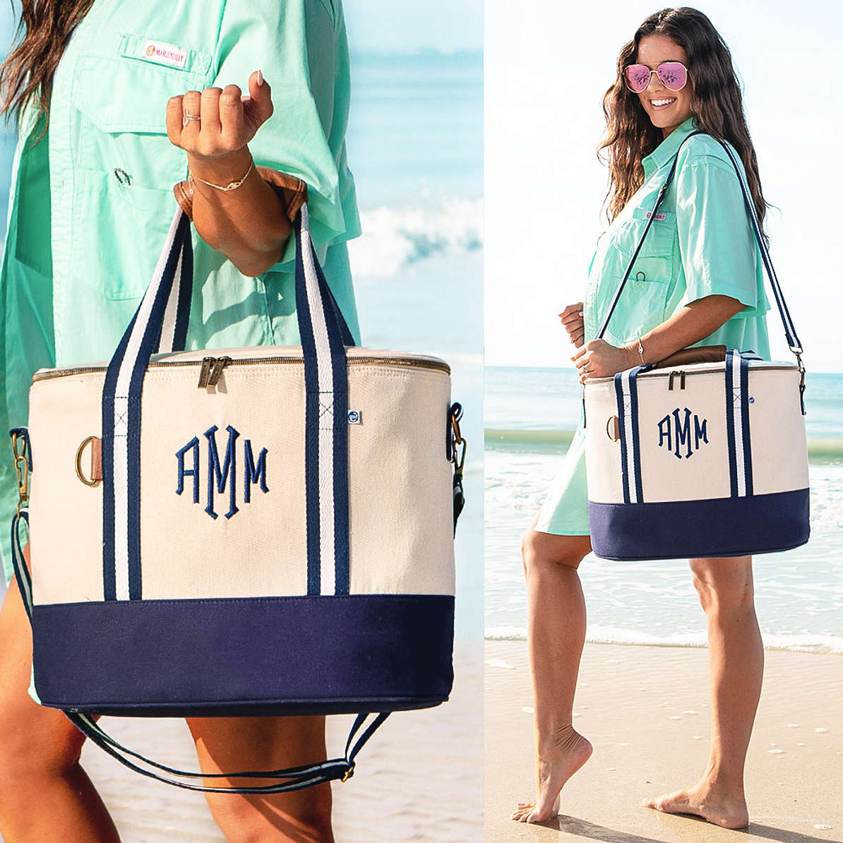 Monogrammed Insulated Canvas Cooler Bag