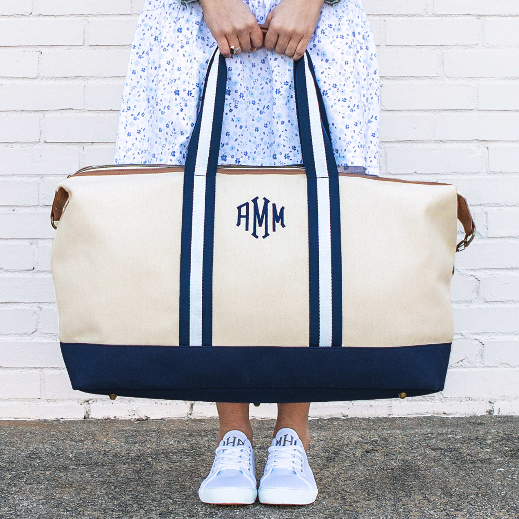 Personalized Navy Blue Canvas Weekender