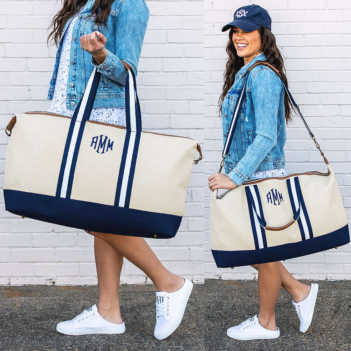 Personalized Navy Blue Canvas Weekender