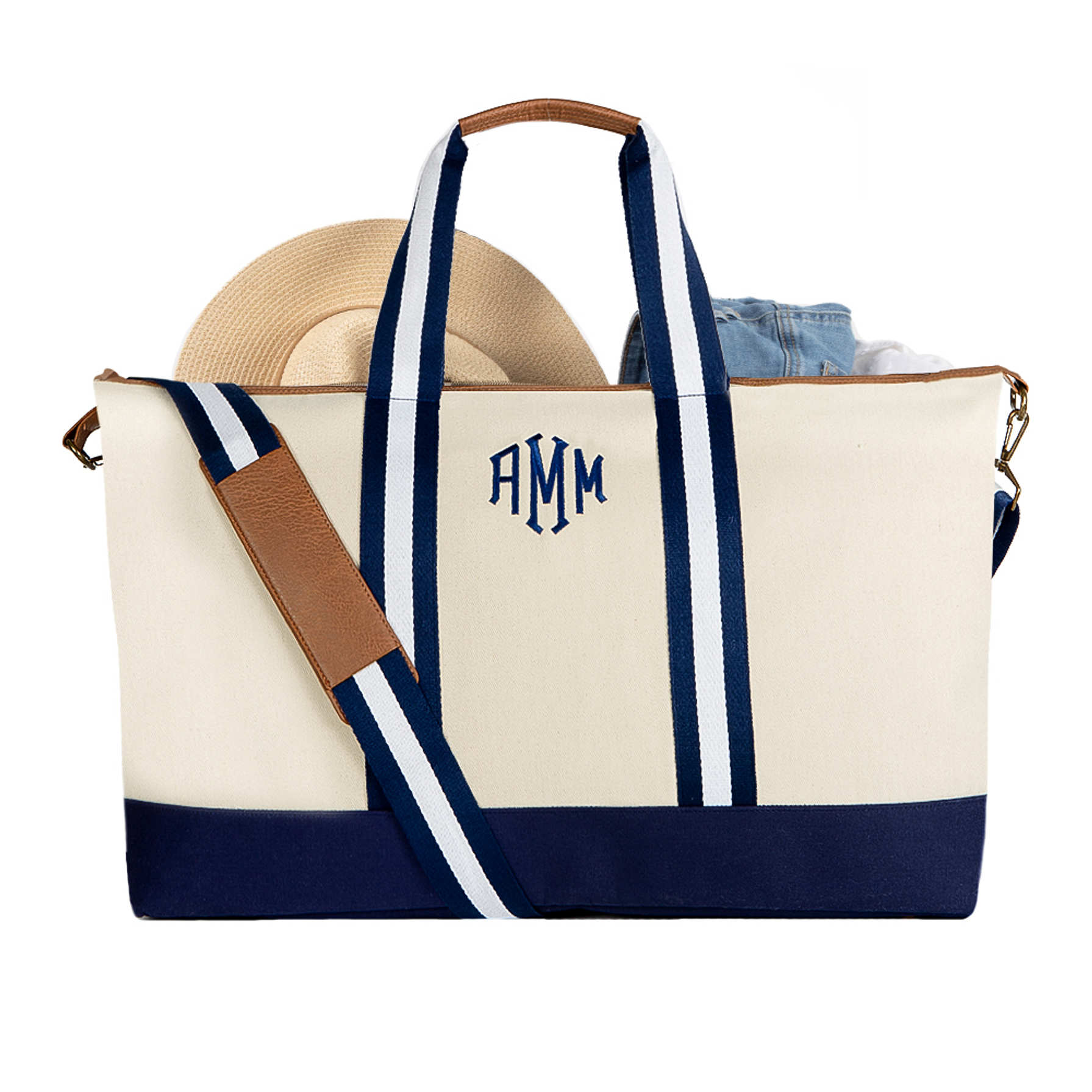 Personalized Navy Blue Canvas Weekender