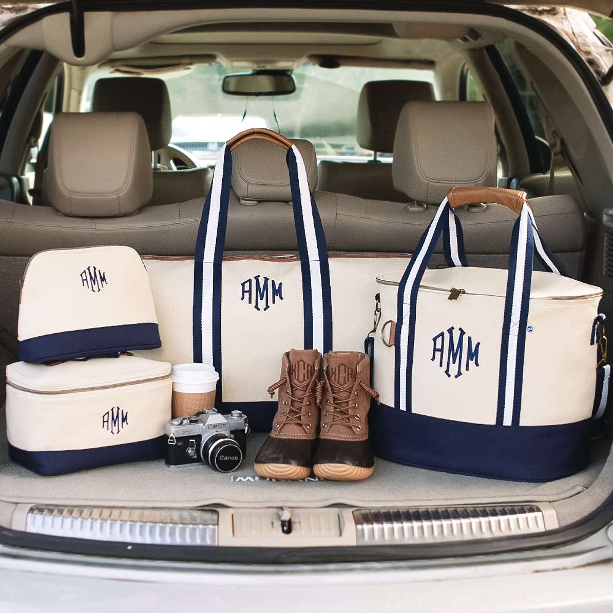 Personalized Navy Blue Canvas Weekender