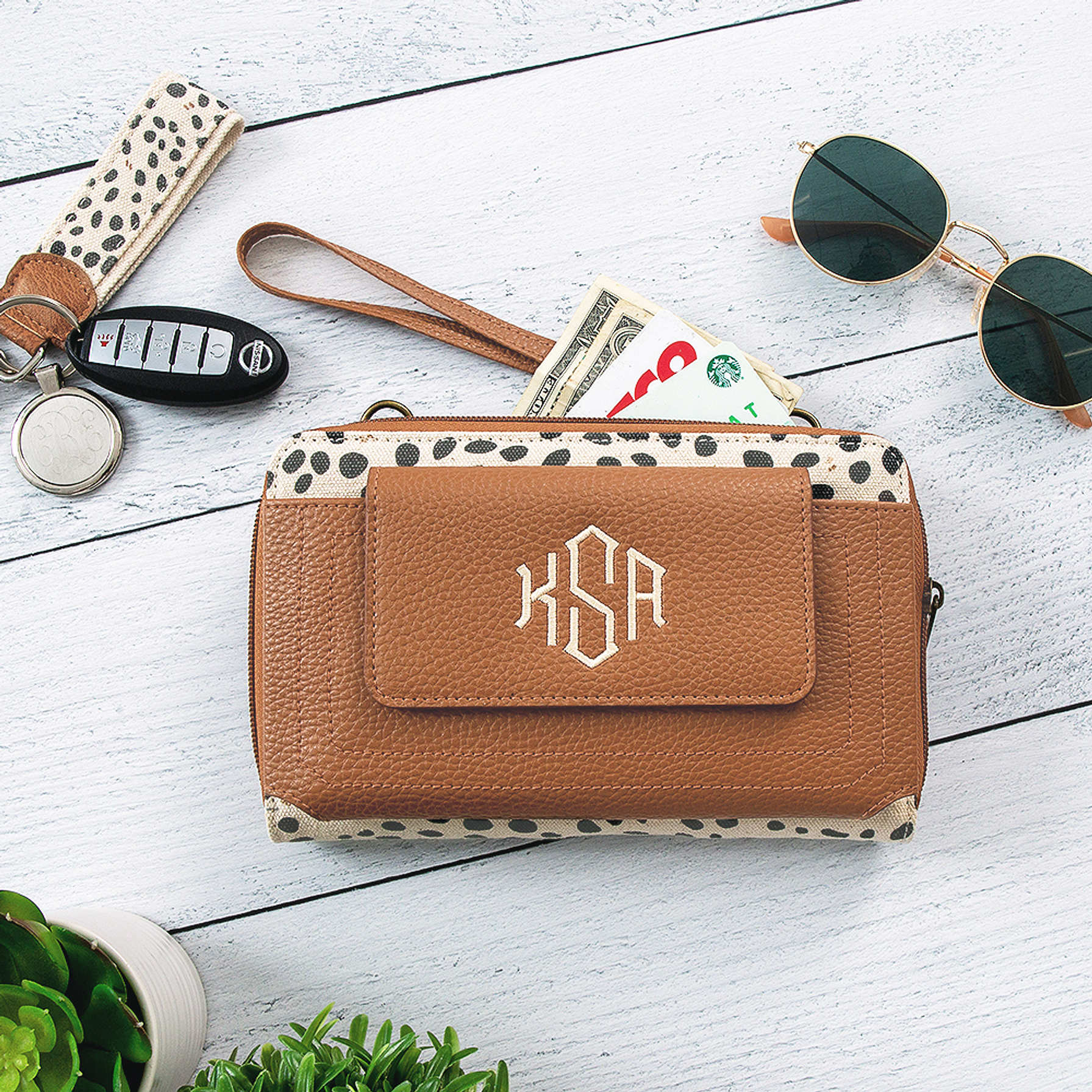 Personalized Leopard Phone Wallet - Marleylilly