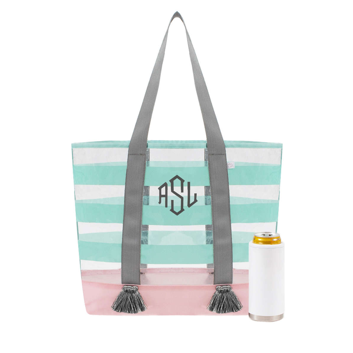 Personalized Clear Fringe Beach Tote