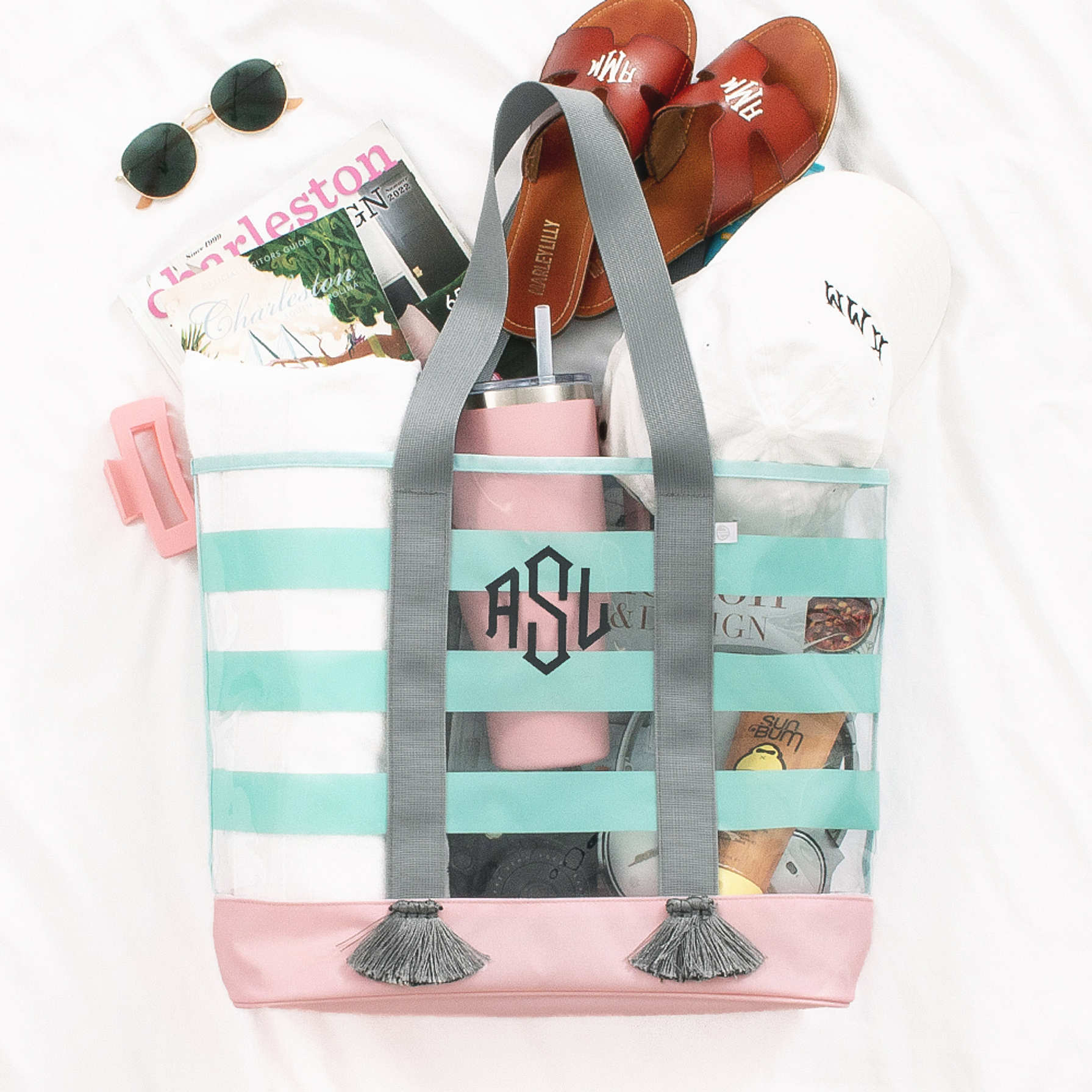 Personalized Clear Fringe Beach Tote