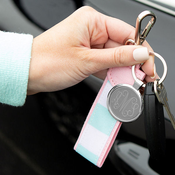 Personalized Cabana Stripe Keychain