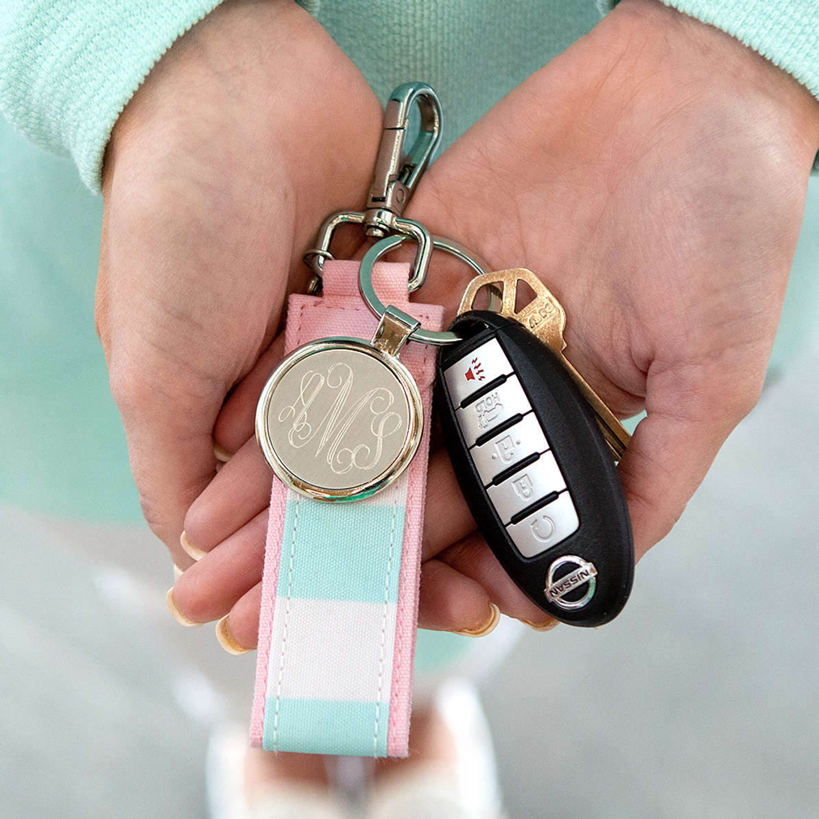Personalized Cabana Stripe Keychain