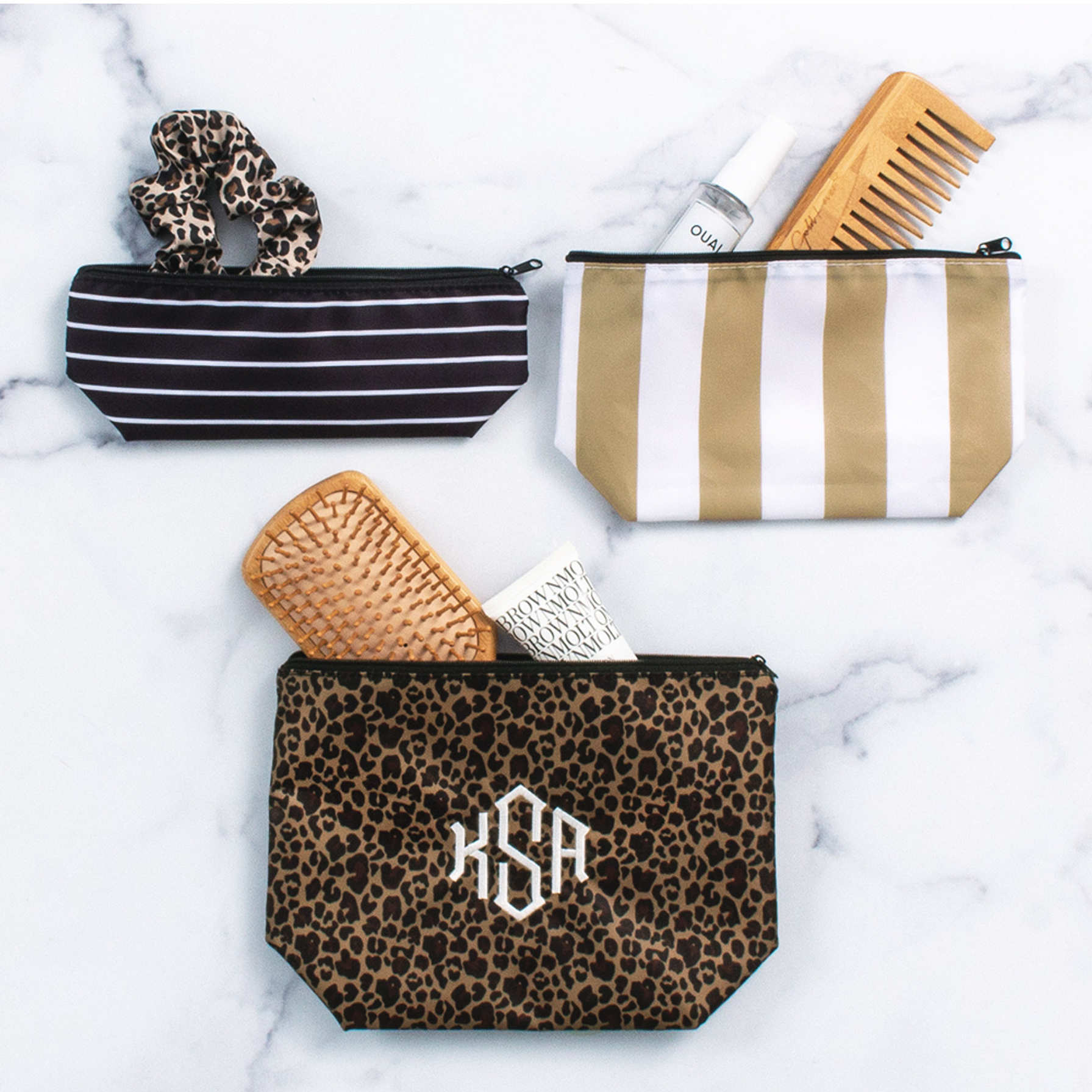 Monogrammed Packable Custom Makeup Bags | Marleylilly