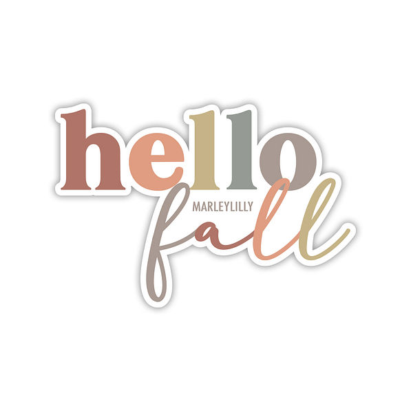 Hello Fall Sticker in Fall Colors