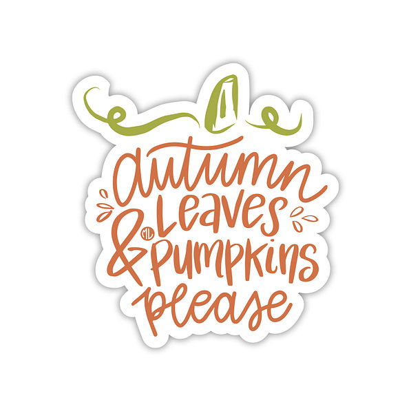 Autumn Leaves and Pumpkins Please Sticker