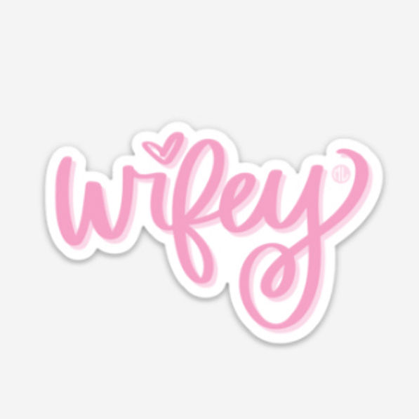 Pink Handwritten Wifey Sticker