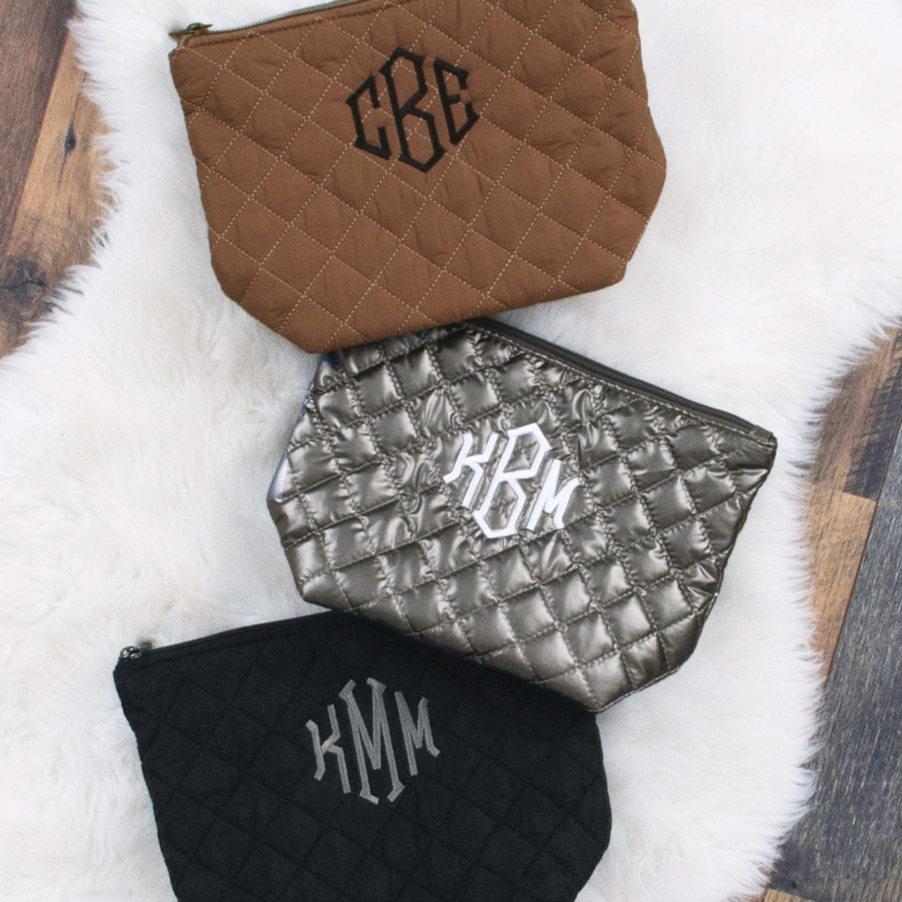 Monogrammed Quilted Cosmetic Case - Marleylilly