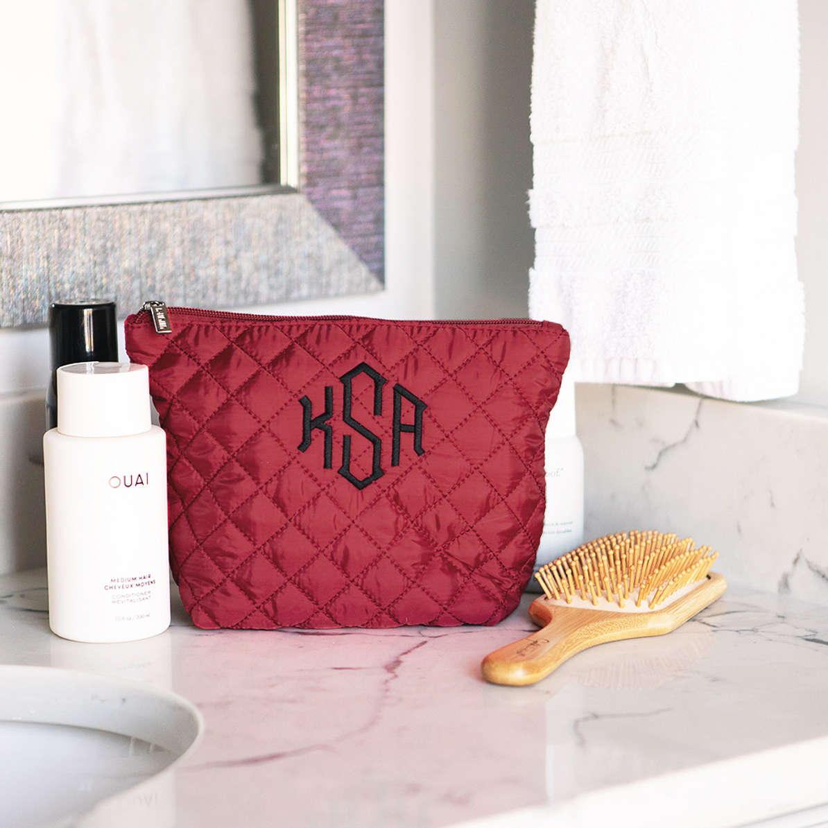 Monogrammed Quilted Cosmetic Case - Marleylilly