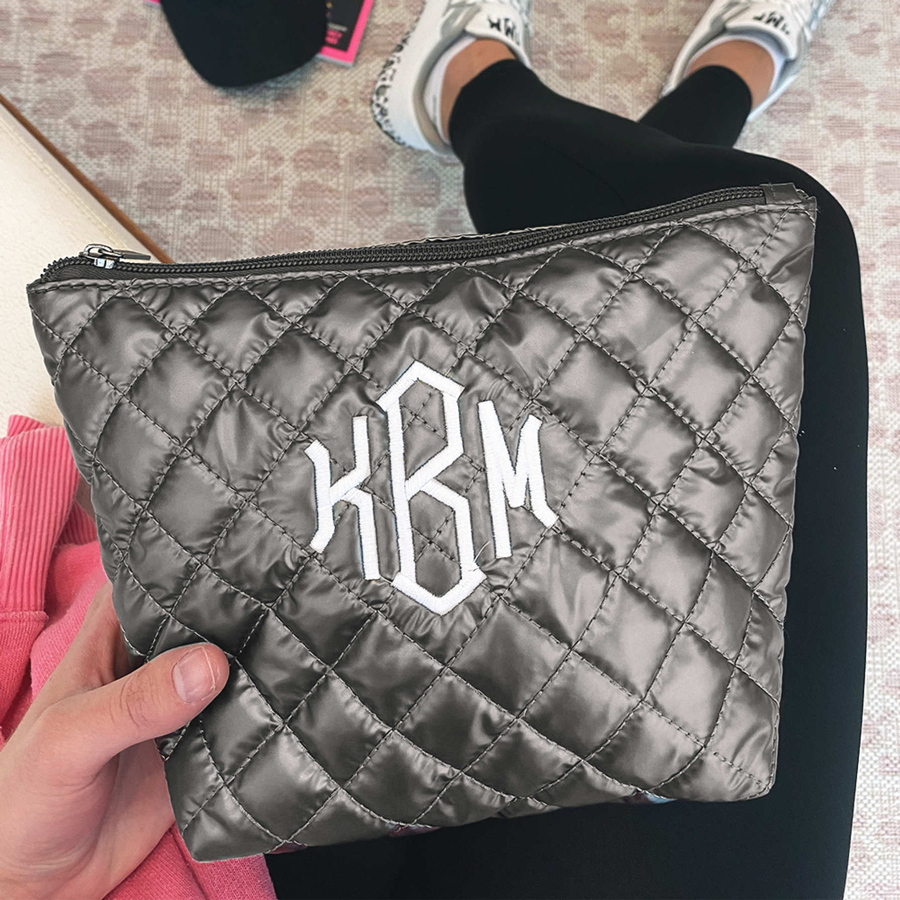 Monogrammed Quilted Cosmetic Case - Marleylilly
