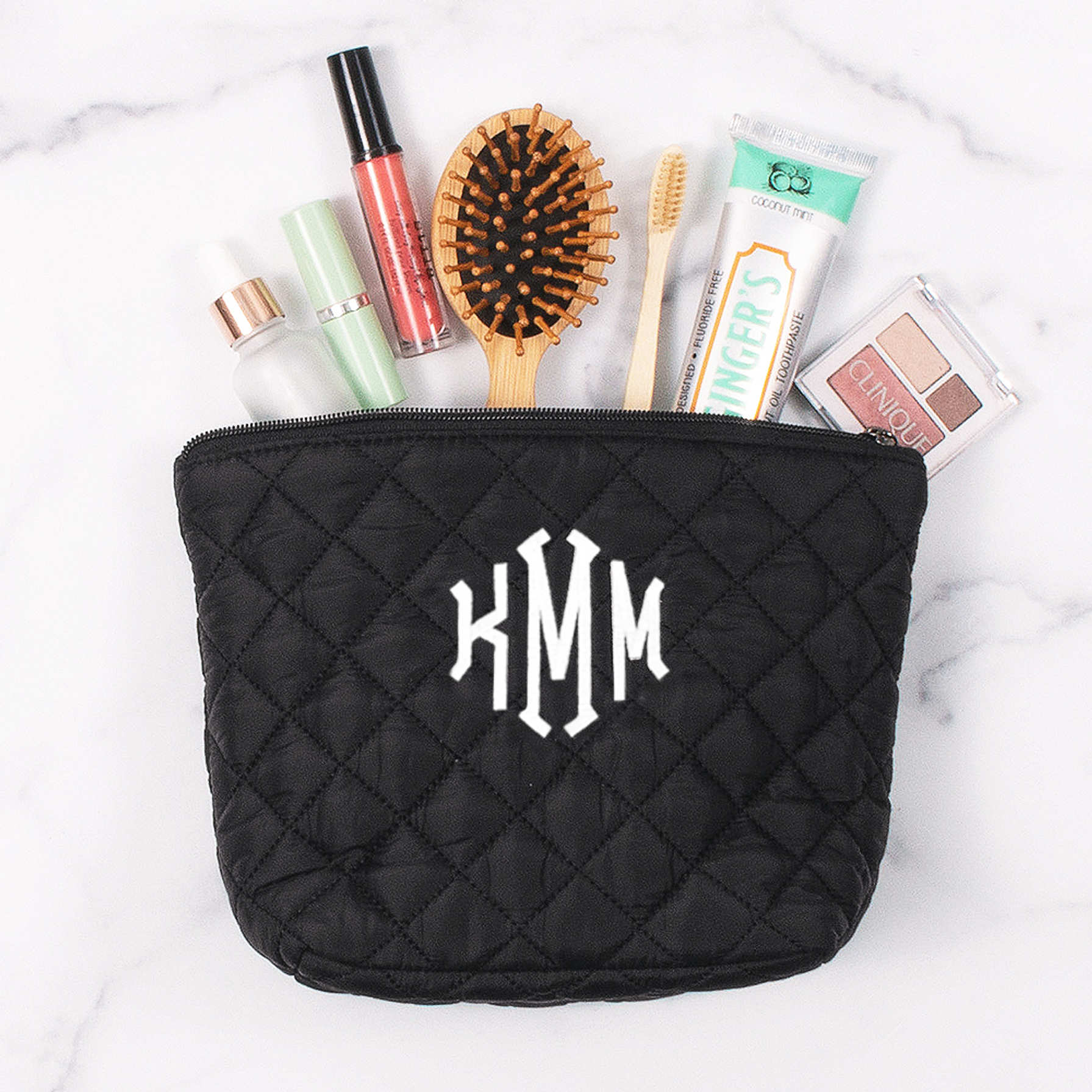 Monogrammed Quilted Cosmetic Case - Marleylilly
