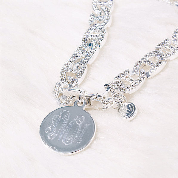 Personalized Chain Link Pave Bracelet - Marleylilly
