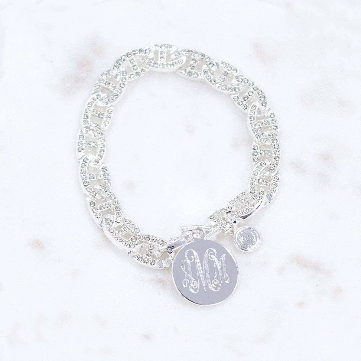 Personalized Chain Link Pave Bracelet - Marleylilly