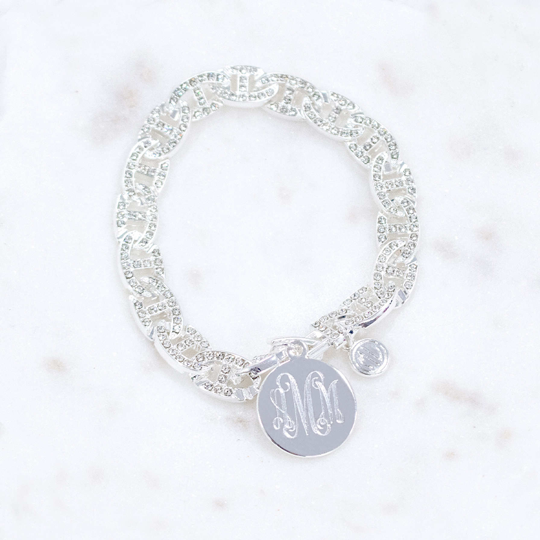 Personalized Chain Link Pave Bracelet - Marleylilly
