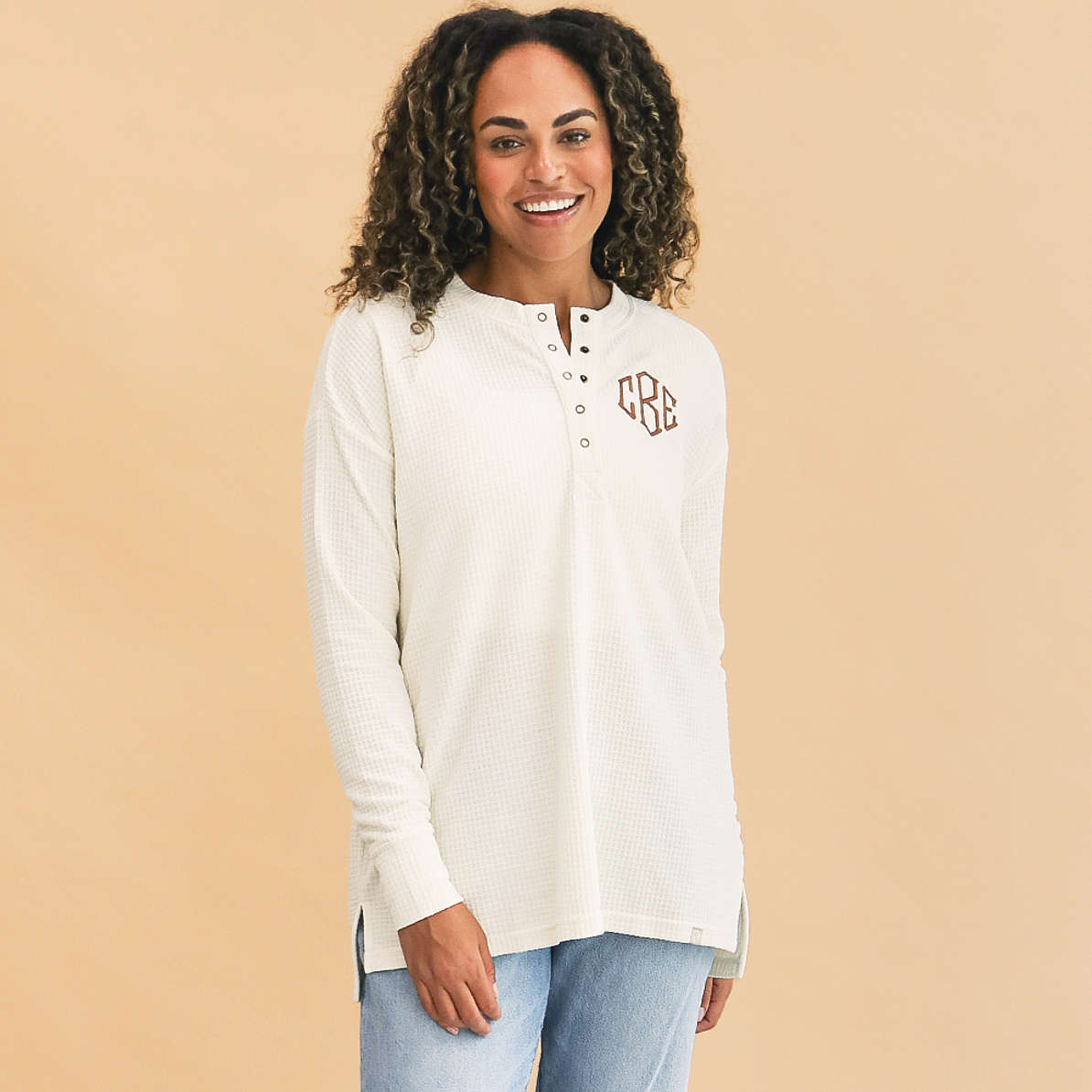 Personalized Waffle Henley Tunic