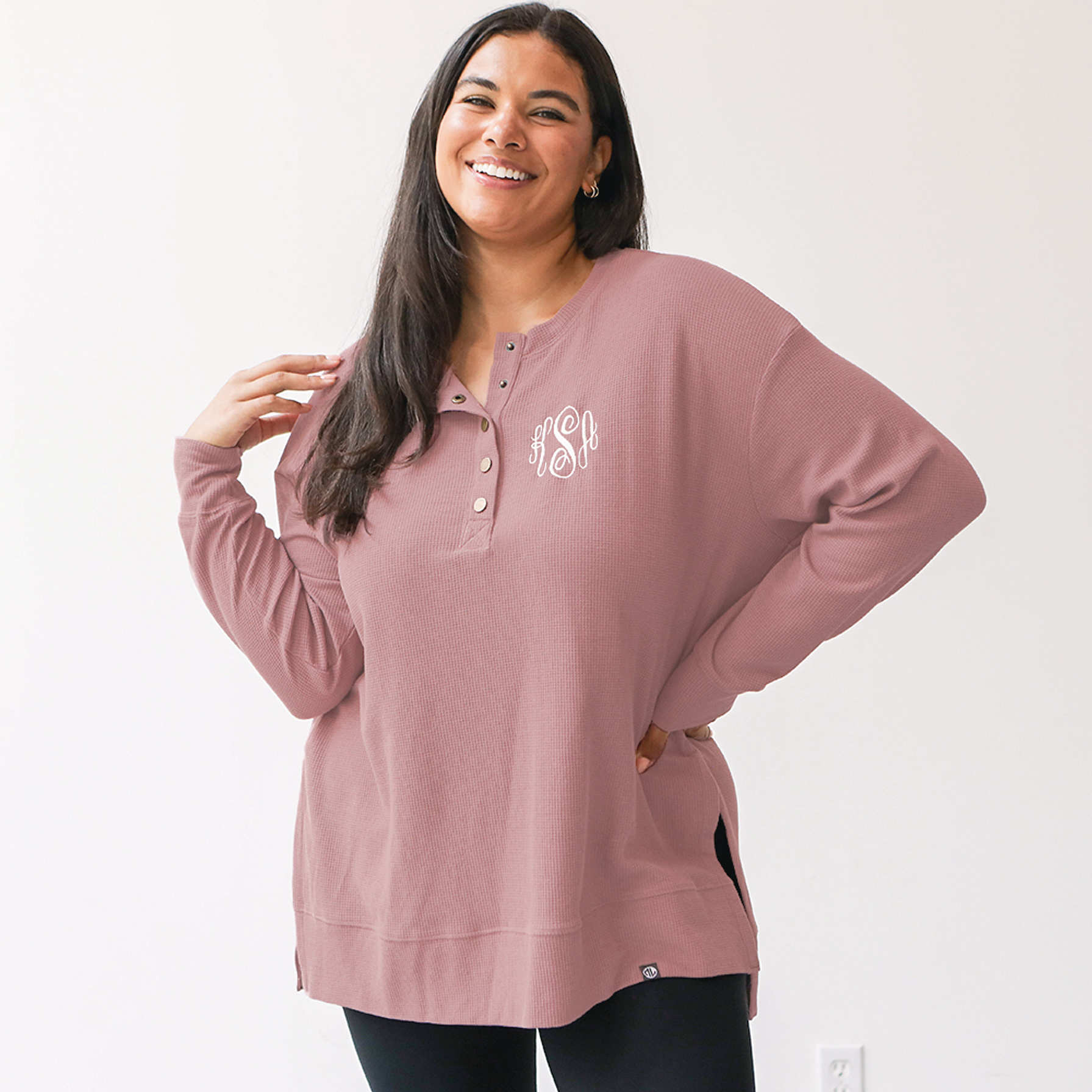 Personalized Waffle Henley Tunic