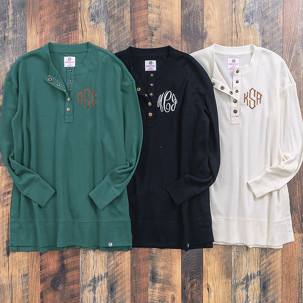 Personalized Waffle Henley Tunic