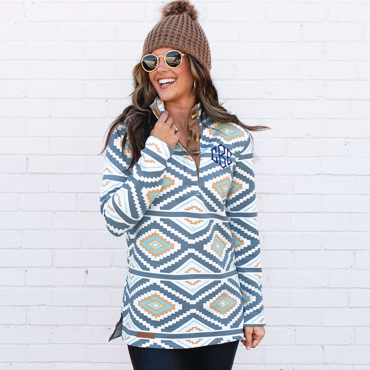 Personalized Aztec Pullover Sweater Tunic - Marleylilly
