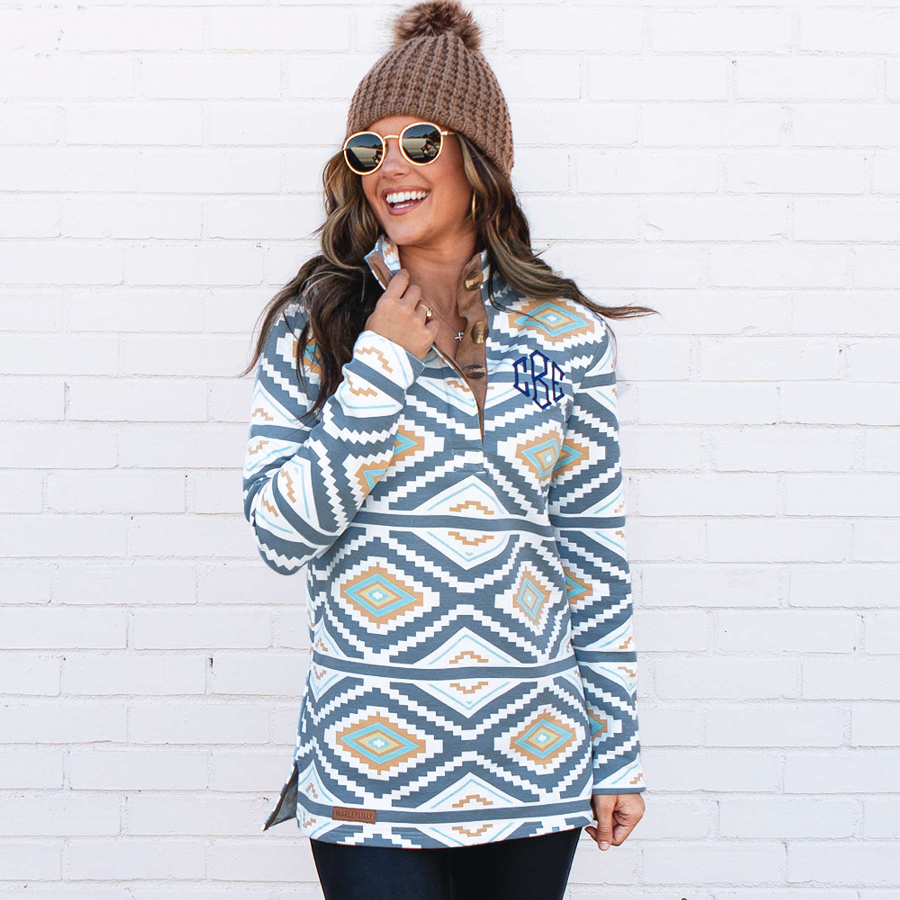 Personalized Aztec Pullover Sweater Tunic - Marleylilly