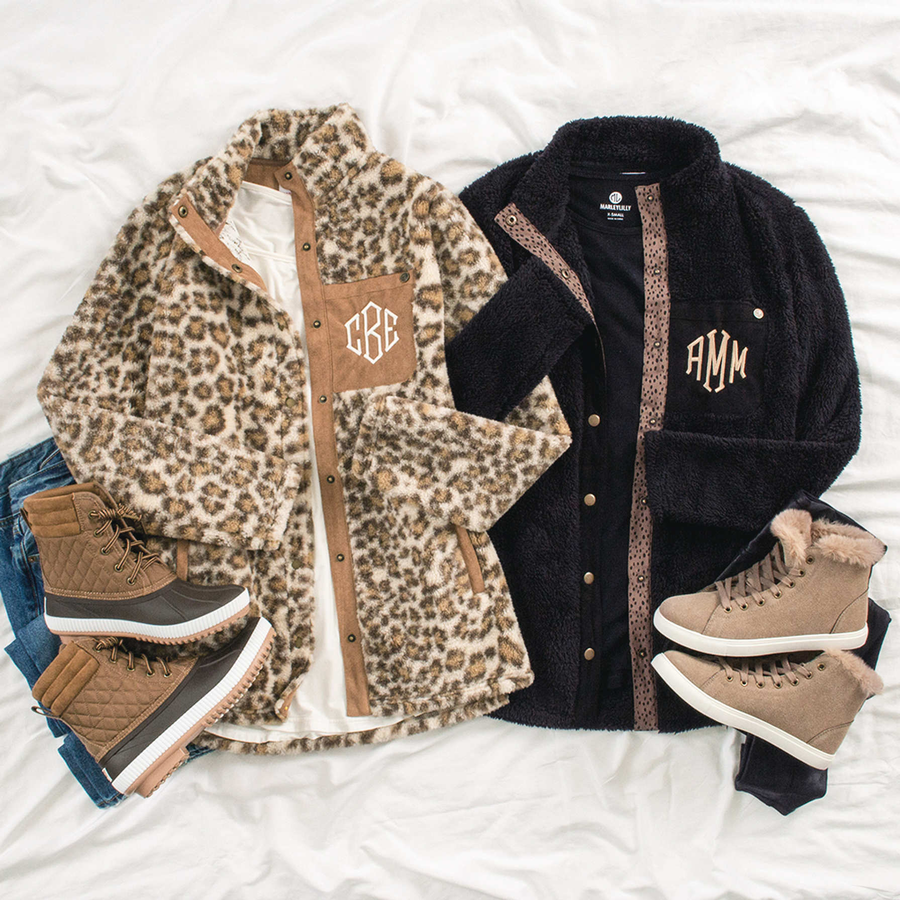 Personalized Cheetah Accent Sherpa Jacket - From Marleylilly