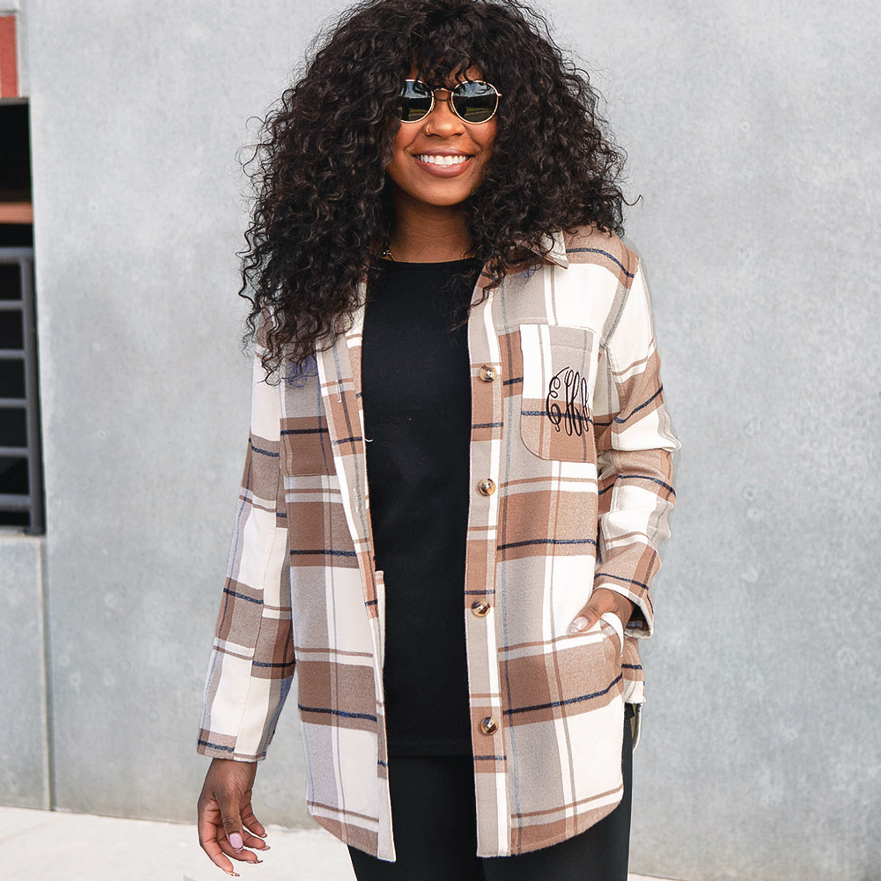 Plaid Personalized Tie Waist Shacket — Marleylilly