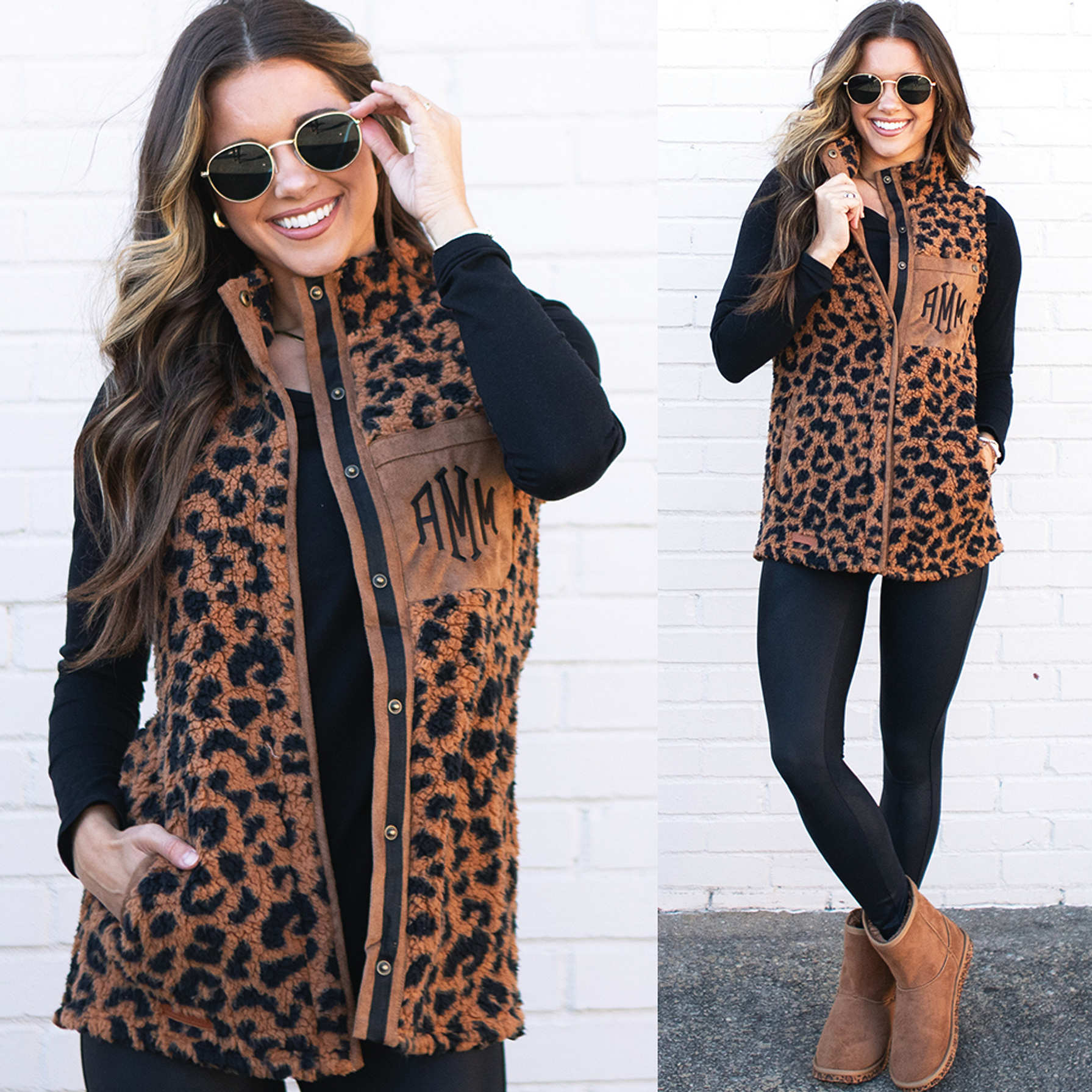 Personalized Leopard Sherpa Vest - Marleylilly